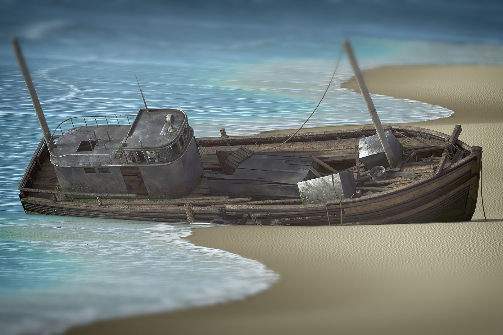 3D Shipwreck Beach Ship Model - TurboSquid 1412138