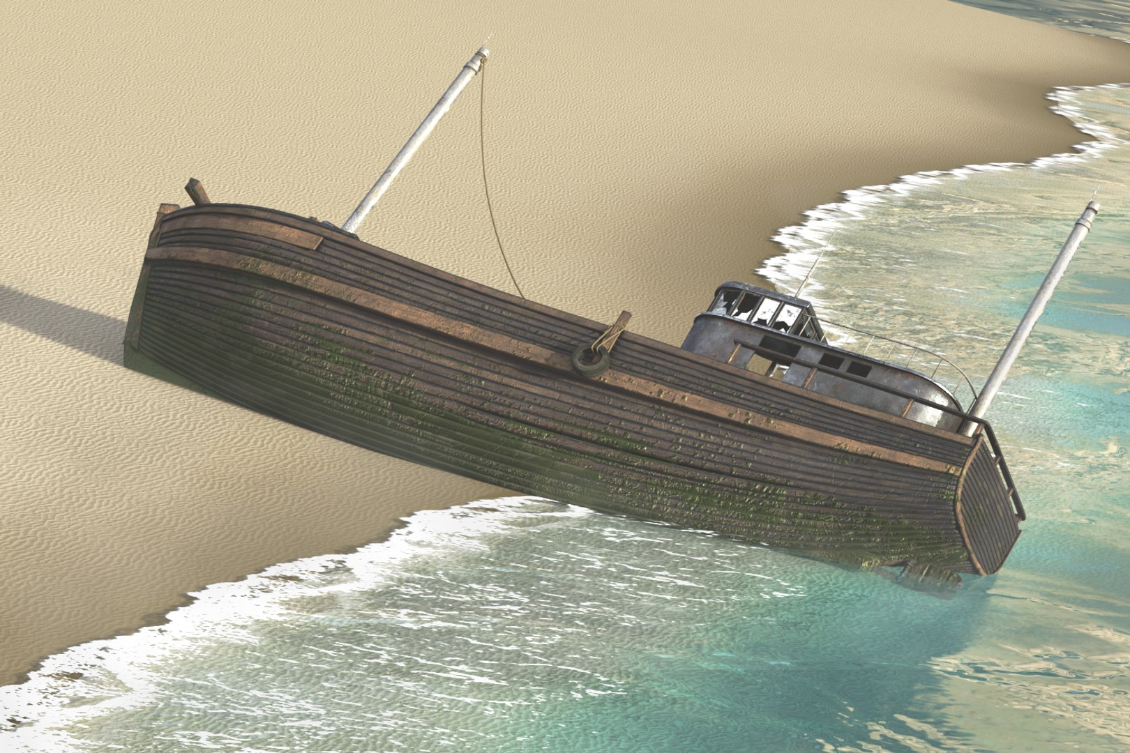 3D Shipwreck Beach Ship Model - TurboSquid 1412138