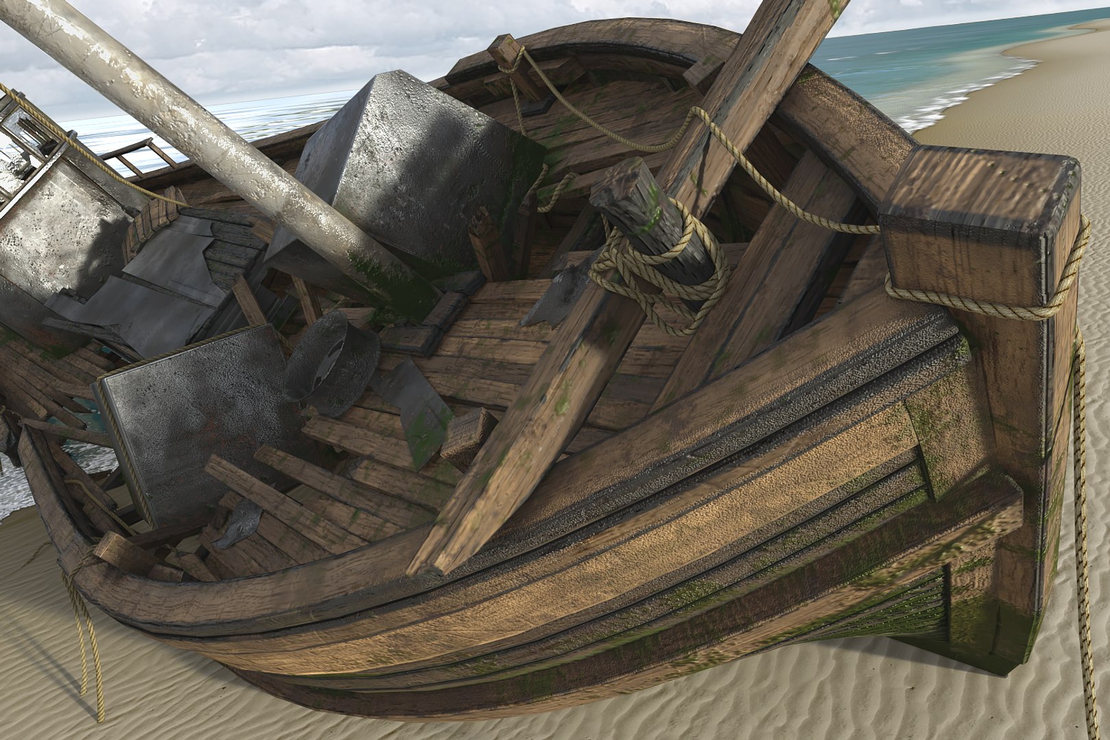 3D Shipwreck Beach Ship Model - TurboSquid 1412138