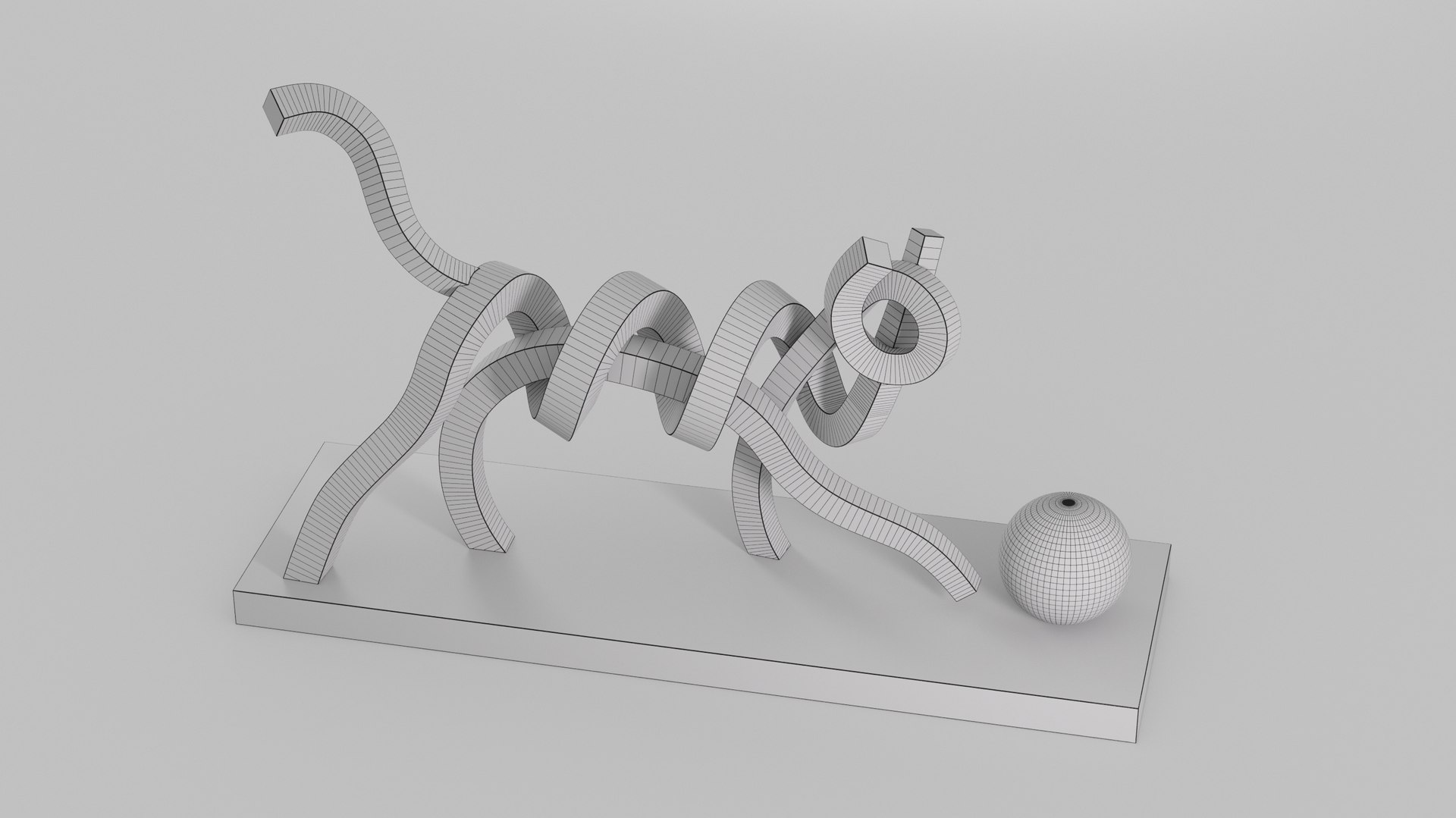 3D Cat With A Ball - TurboSquid 1841373