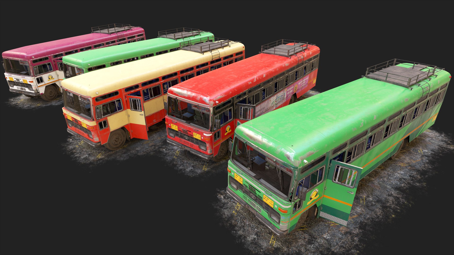 3D Indian ST Bus Collection Of 5 Used Version - TurboSquid 2286379