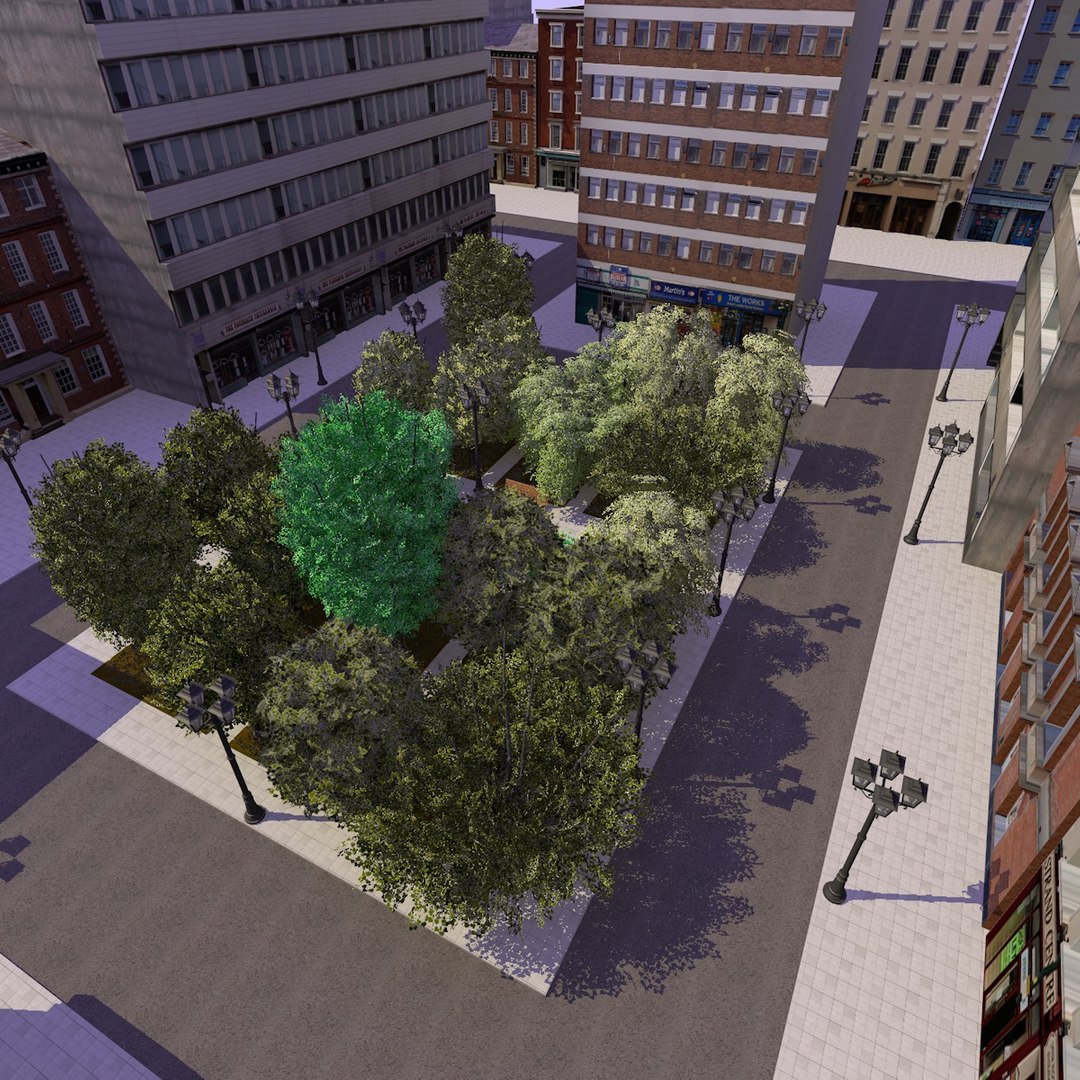 3d Model Town Park Square
