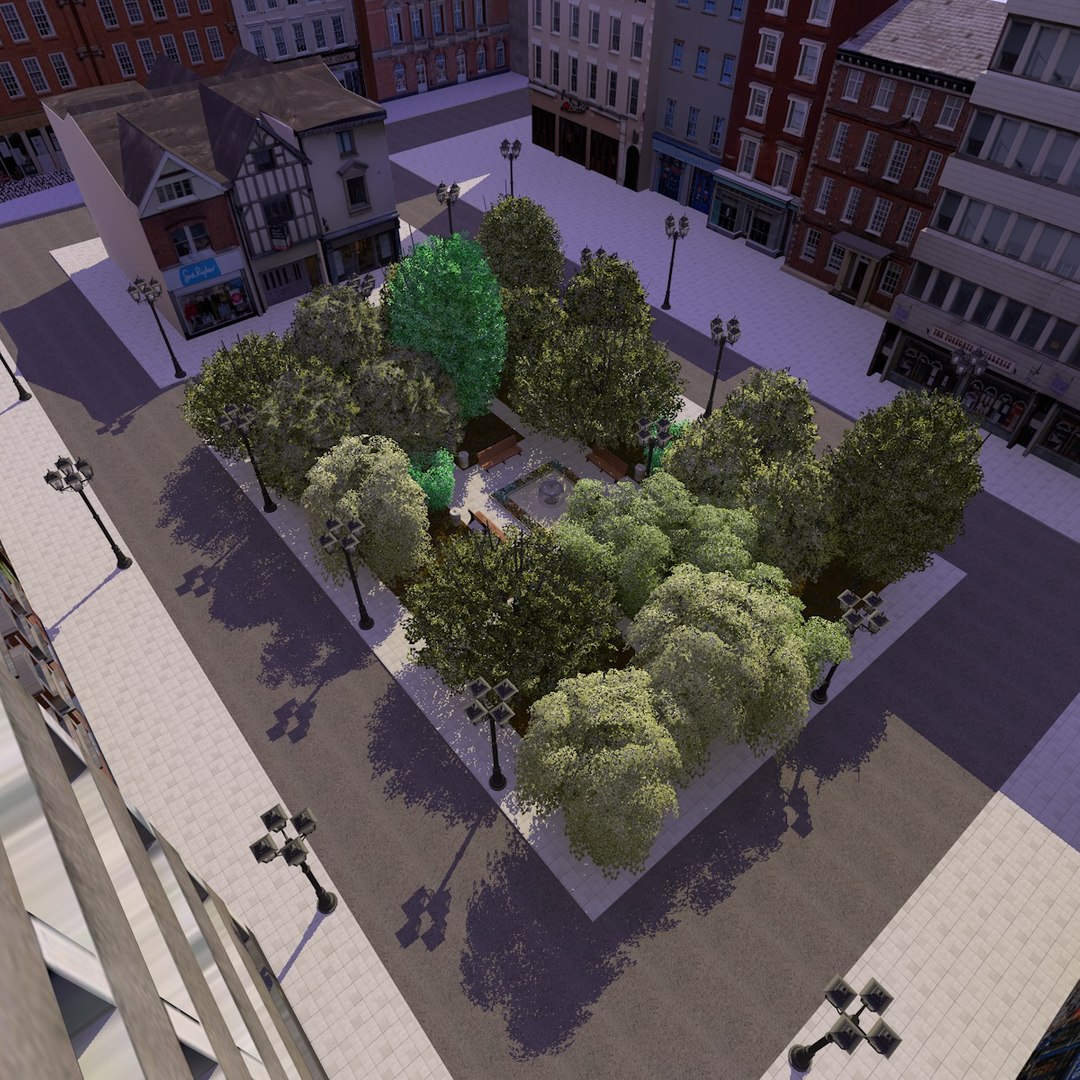 3d Model Town Park Square