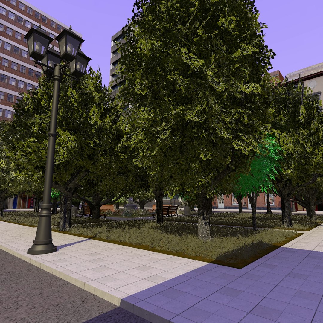 3d Model Town Park Square