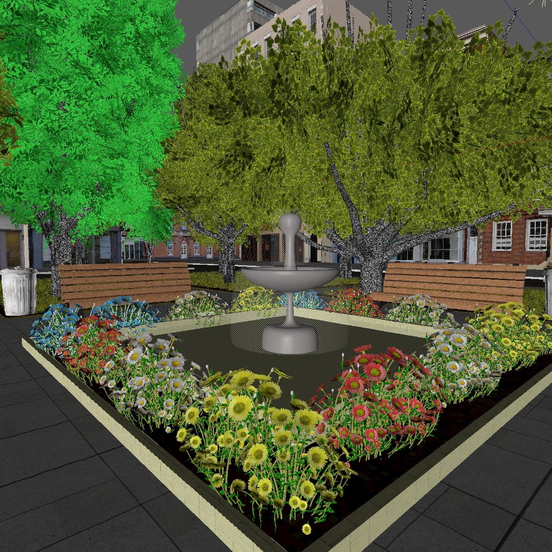 3d model town park square