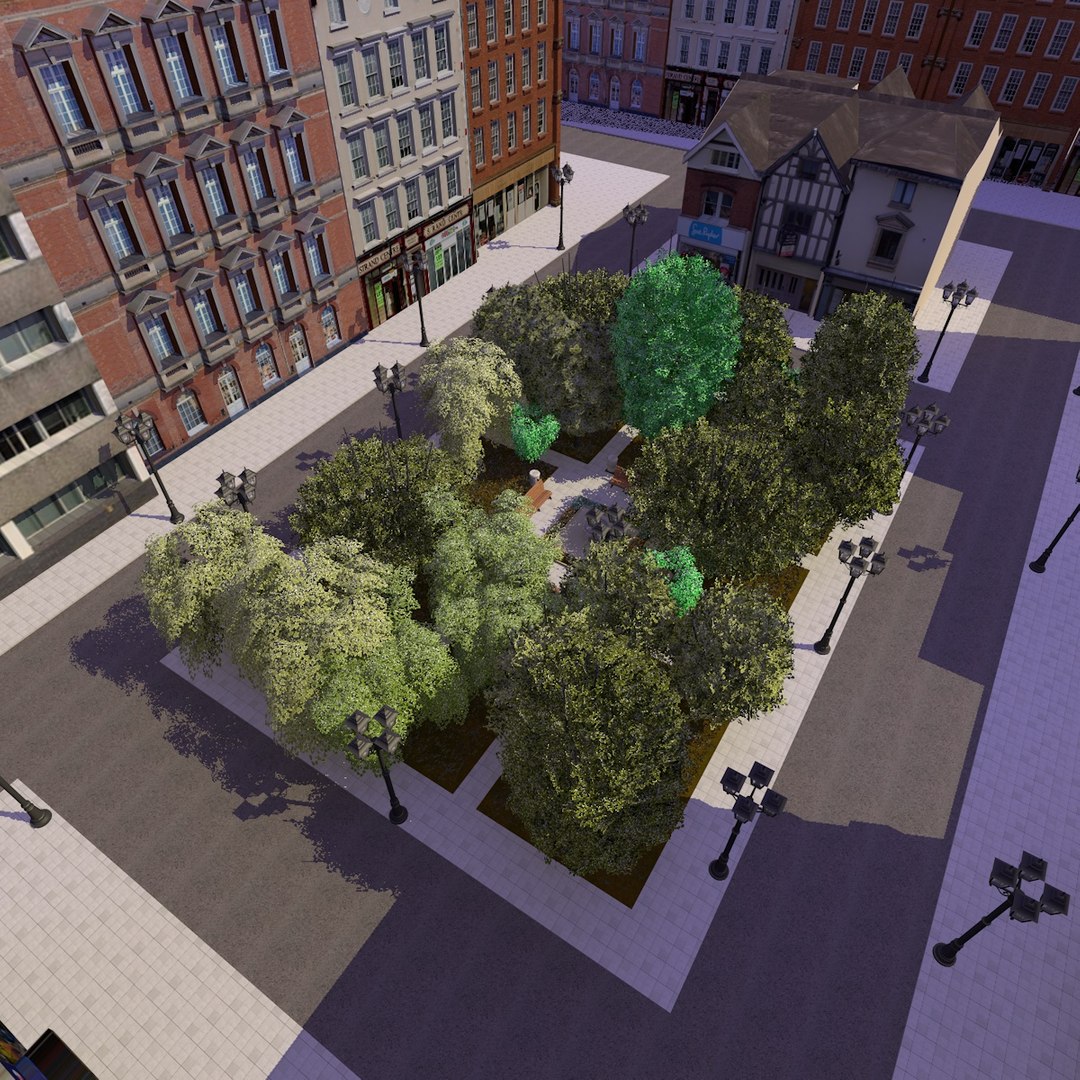3d model town park square