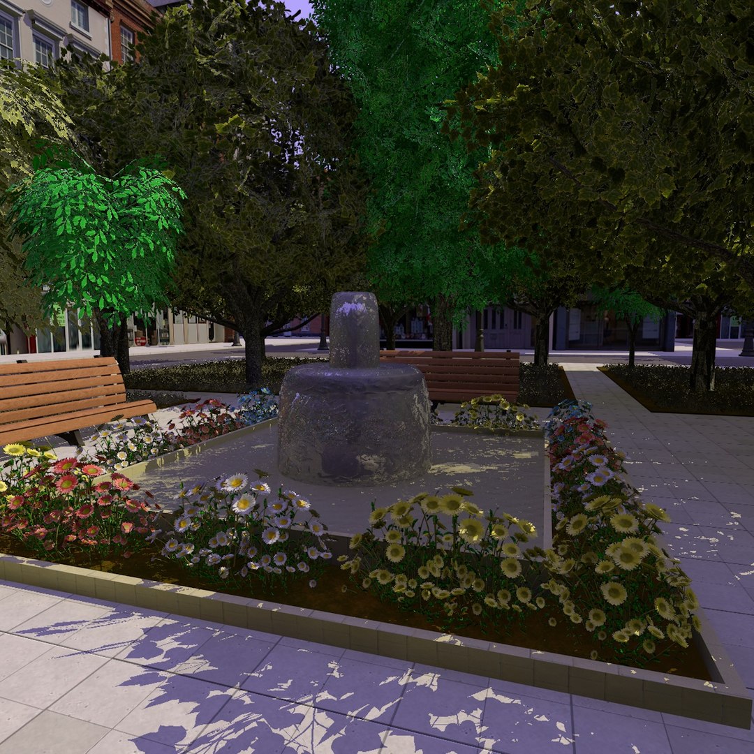 3d Model Town Park Square