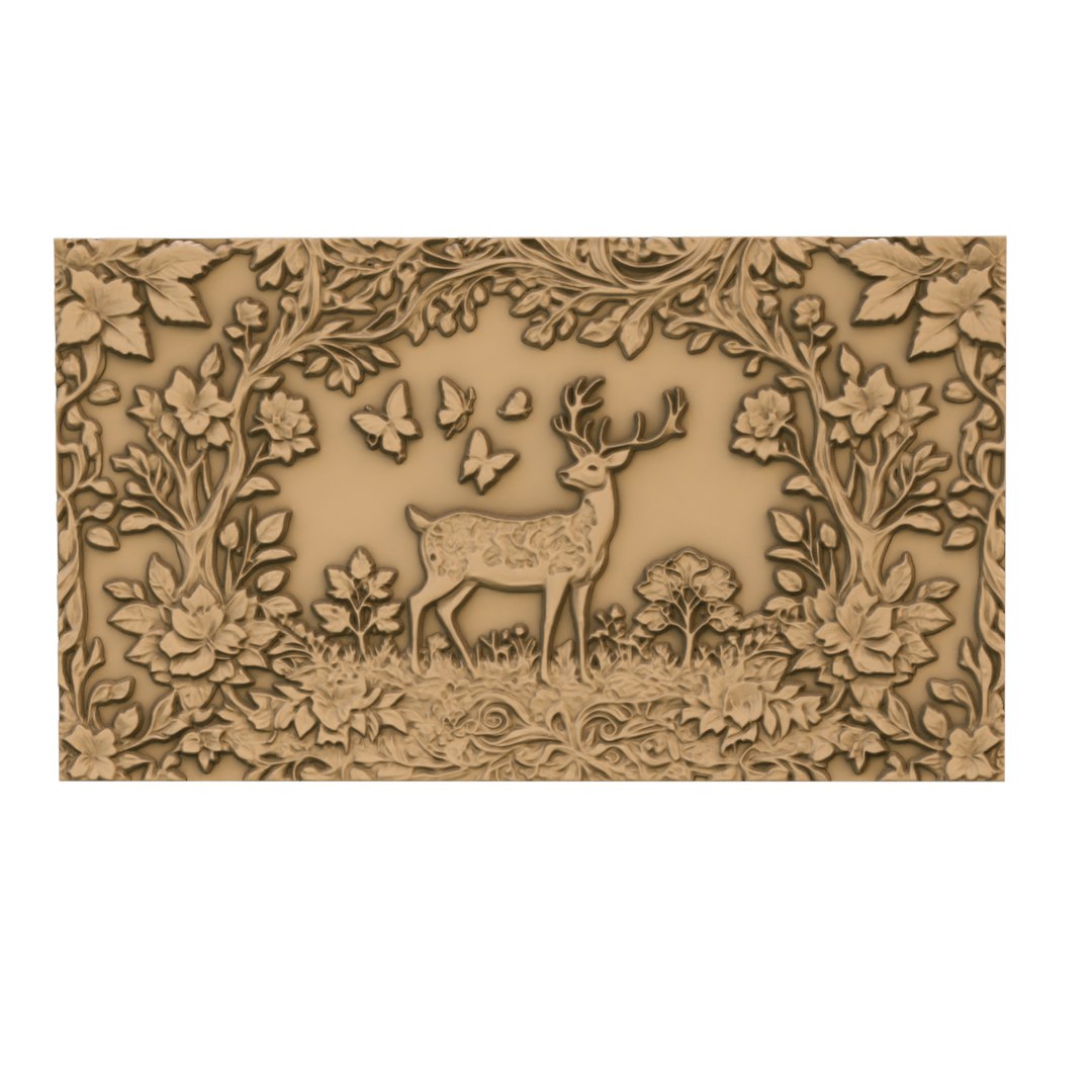 Decor Set Wall Panel Deer Relief Mural CNC 55 3D Model - TurboSquid 2272607