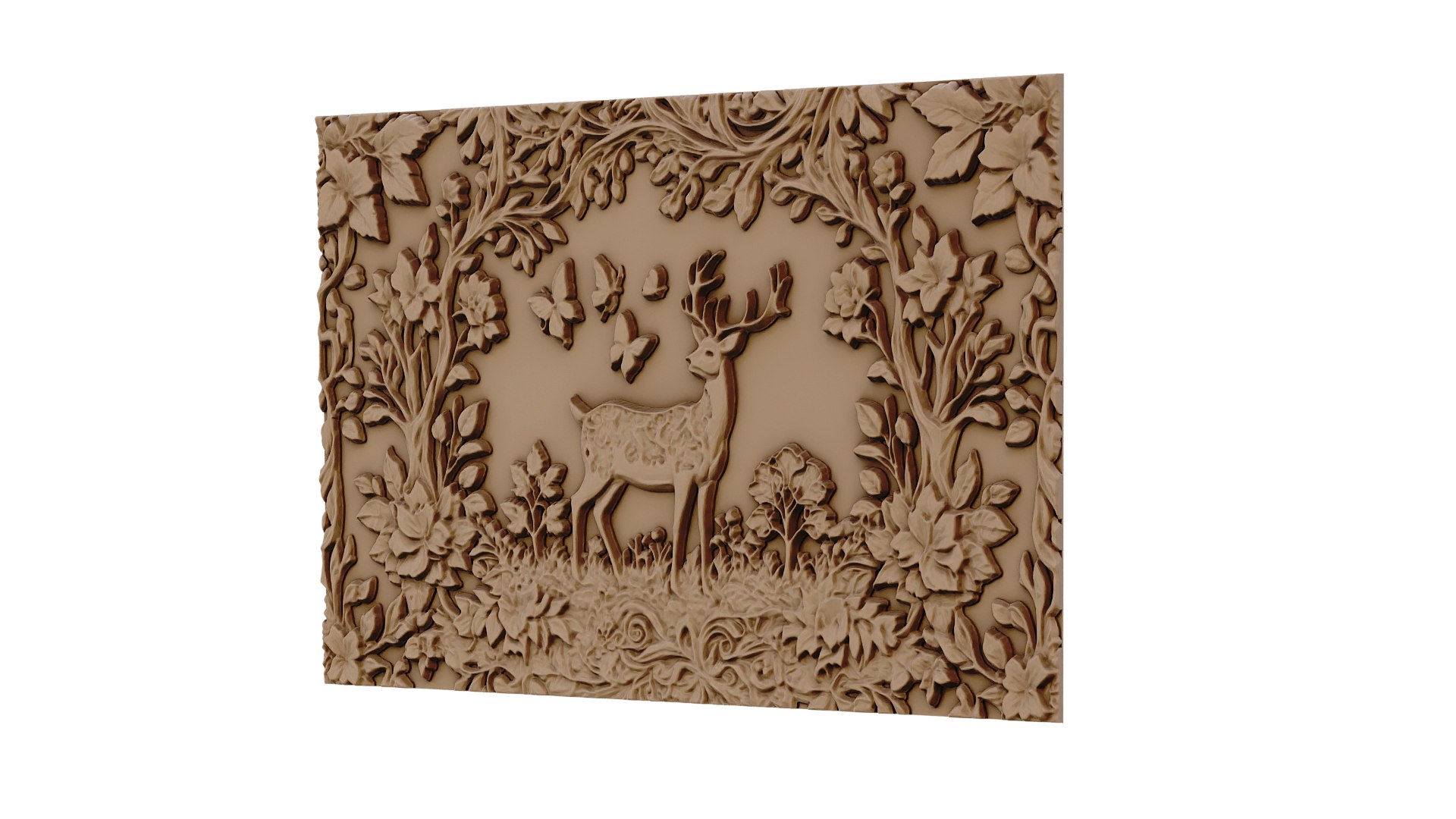 Decor Set Wall Panel Deer Relief Mural CNC 55 3D Model - TurboSquid 2272607