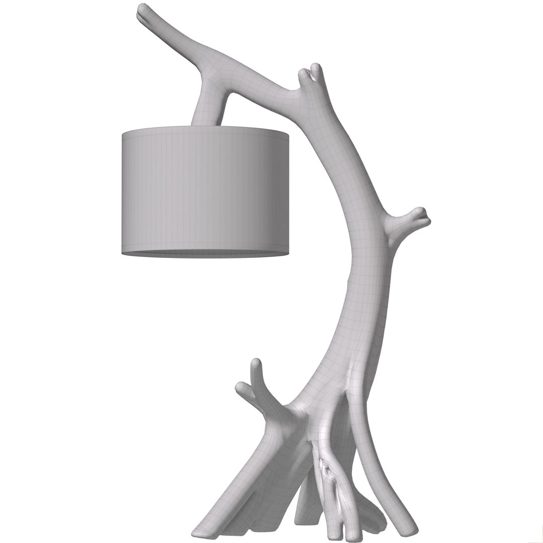 3D Rustic Wooden Table Lamp Shape Tree Sculptural Eco Scandinavian 3D ...