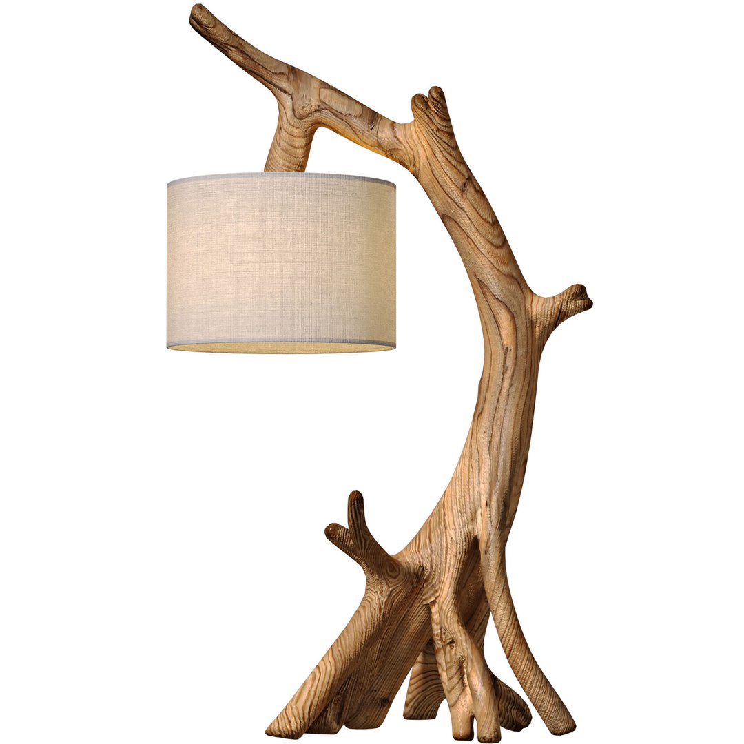 3D Rustic Wooden Table Lamp Shape Tree Sculptural Eco Scandinavian 3D ...