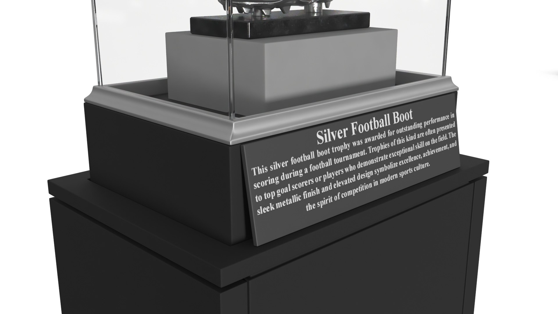 3D Silver Cleat Trophy On Plinth With Info Plaque - TurboSquid 2411196
