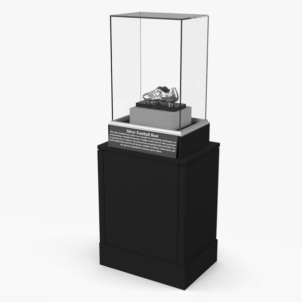 modelo 3d Trofeo de plata con cornamusa en pedestal y placa informativa ...