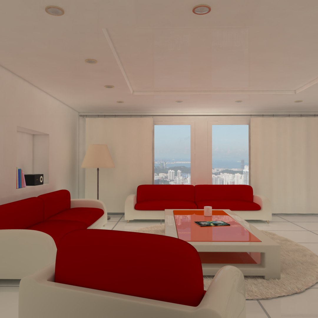 3d Model Of Realistic Interior Design Living Room