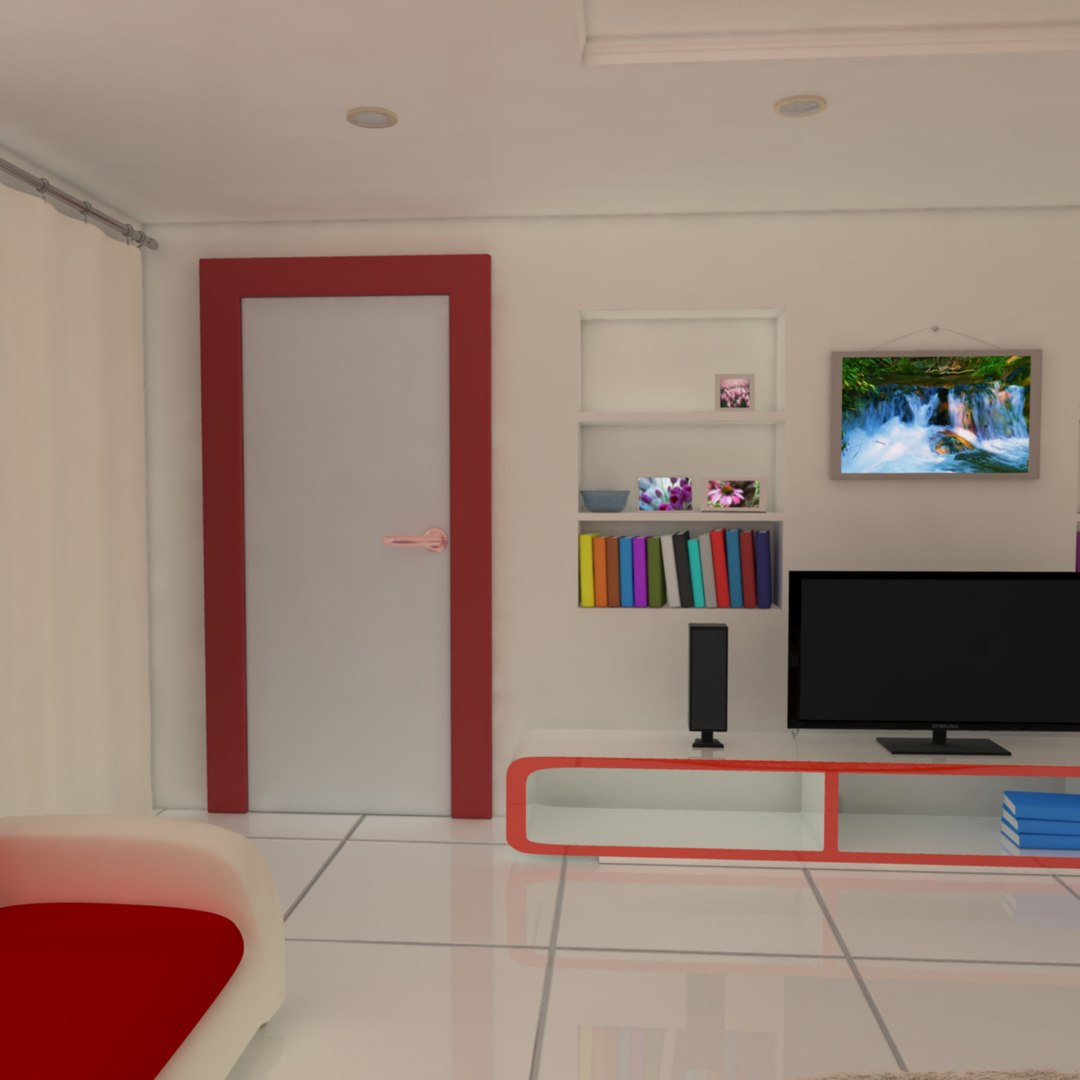 3d Model Of Realistic Interior Design Living Room