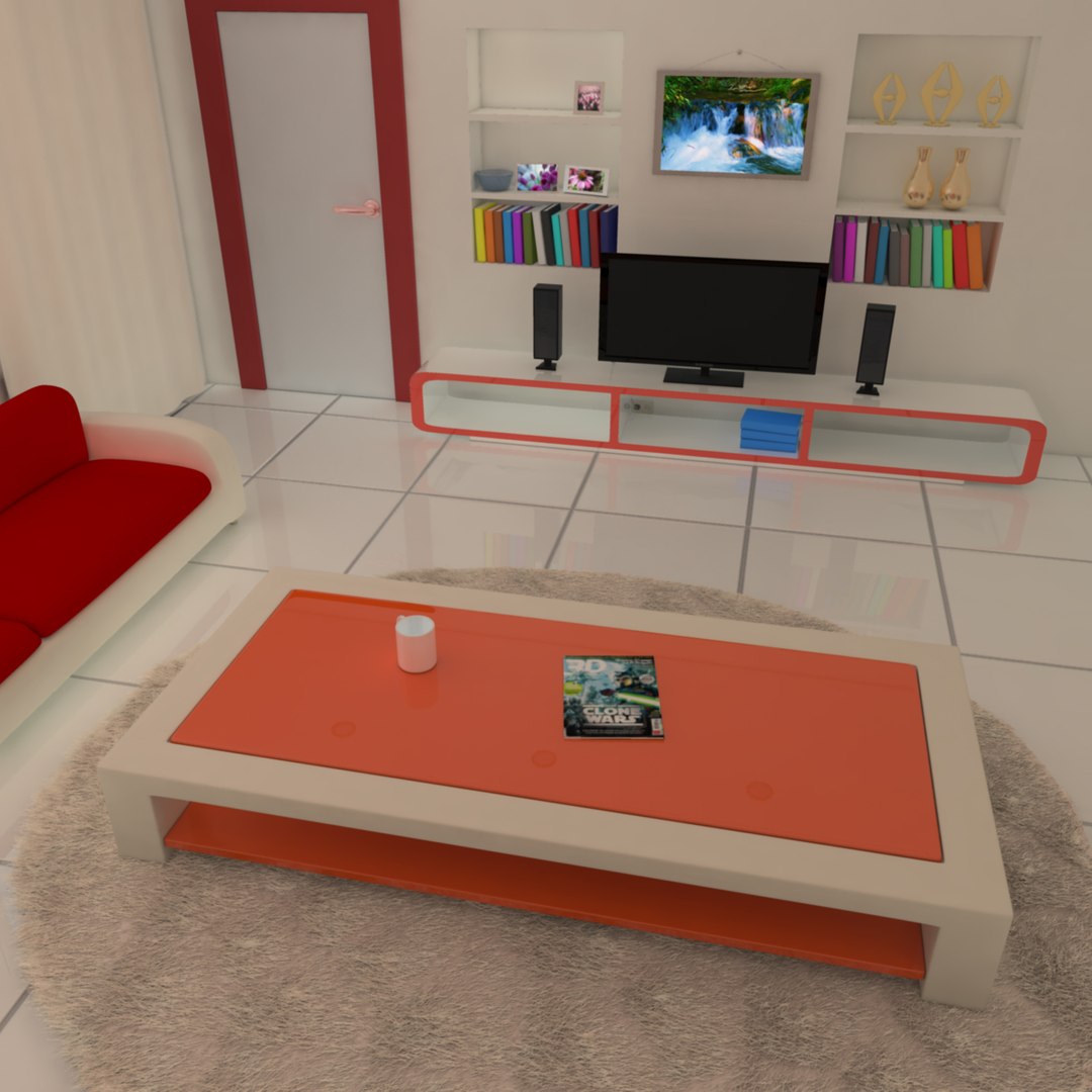 3d Model Of Realistic Interior Design Living Room