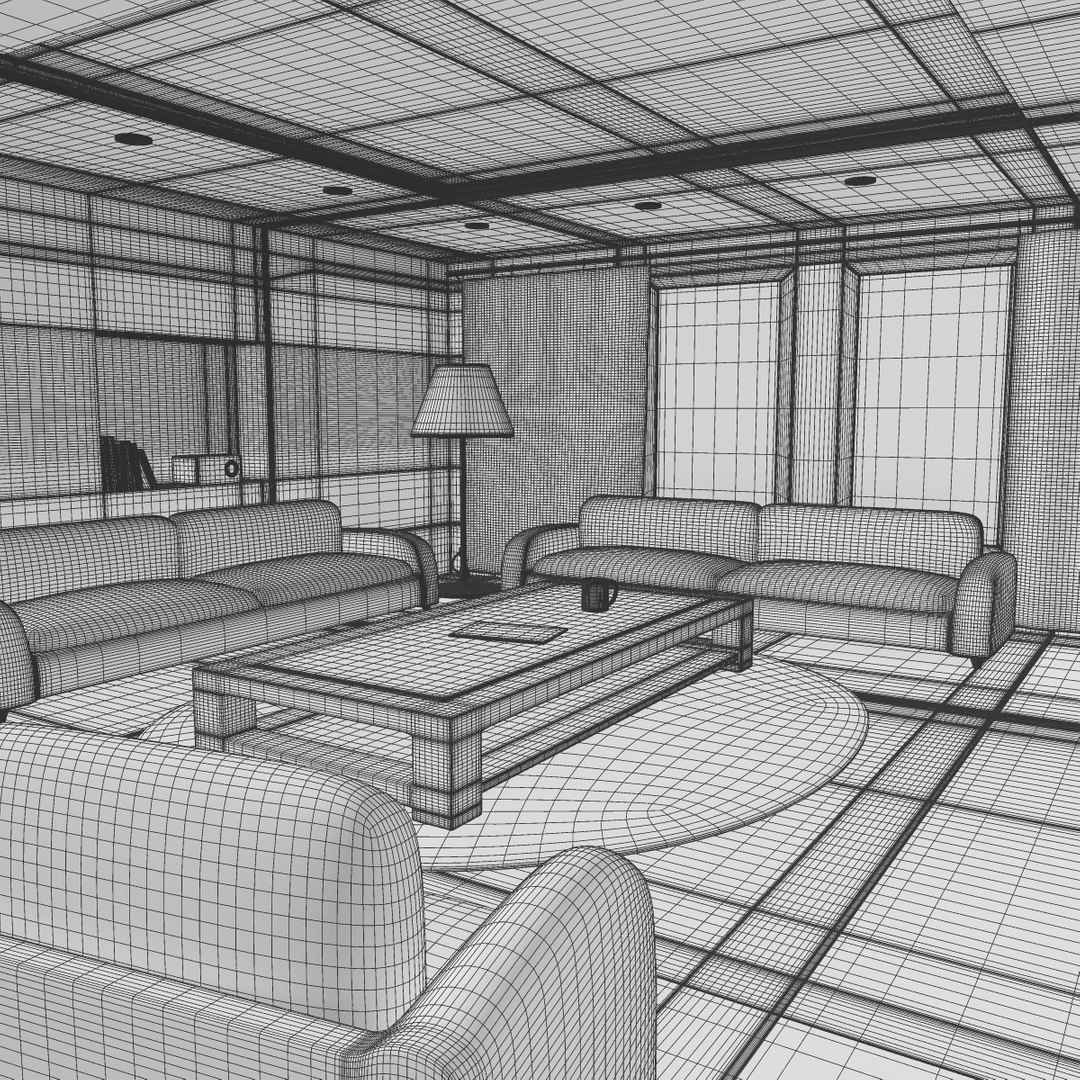 3d Model Of Realistic Interior Design Living Room