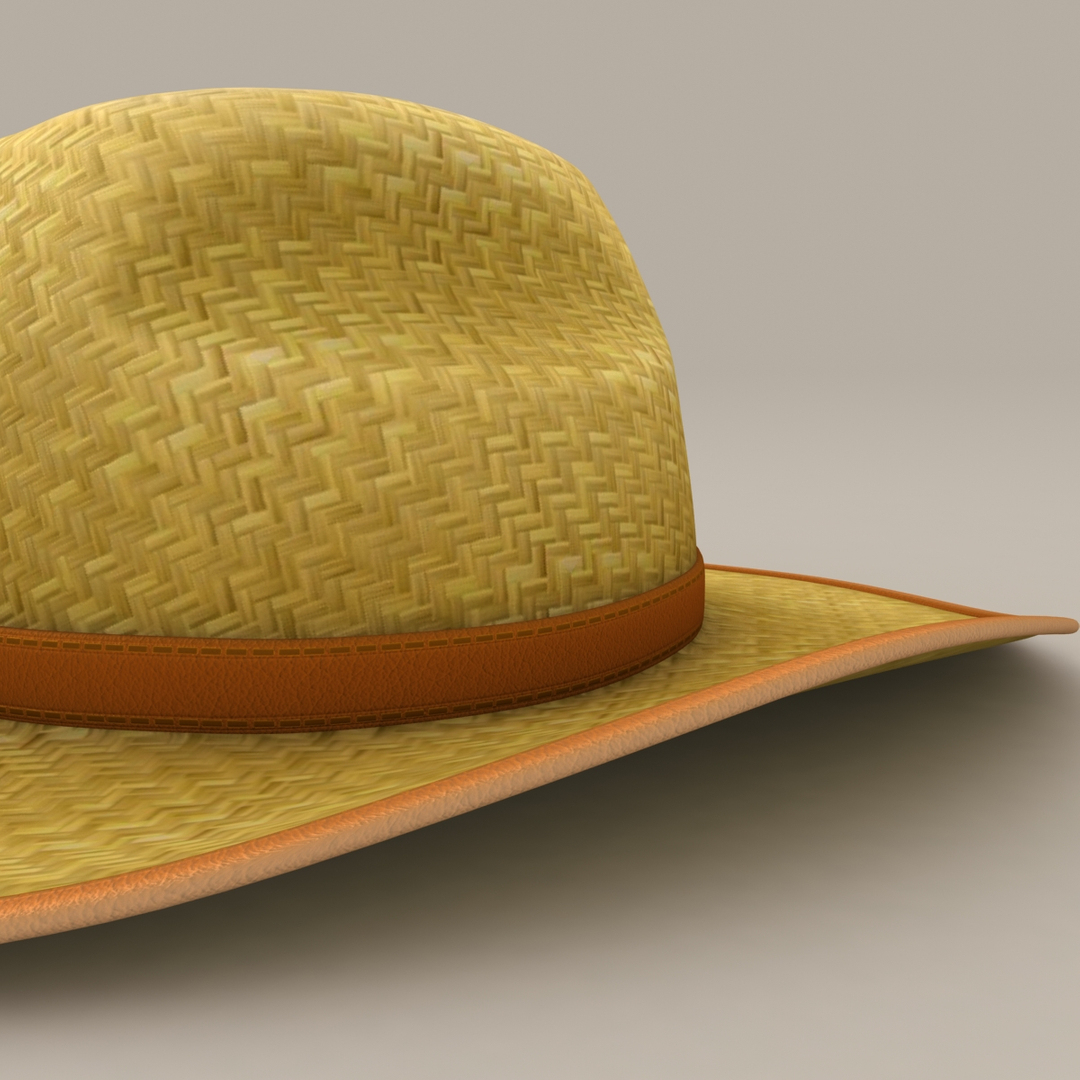 realistic straw hat 3d model