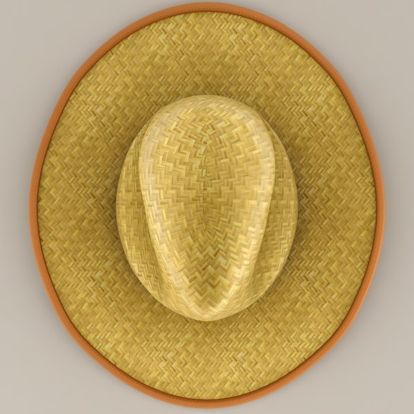 realistic straw hat 3d model