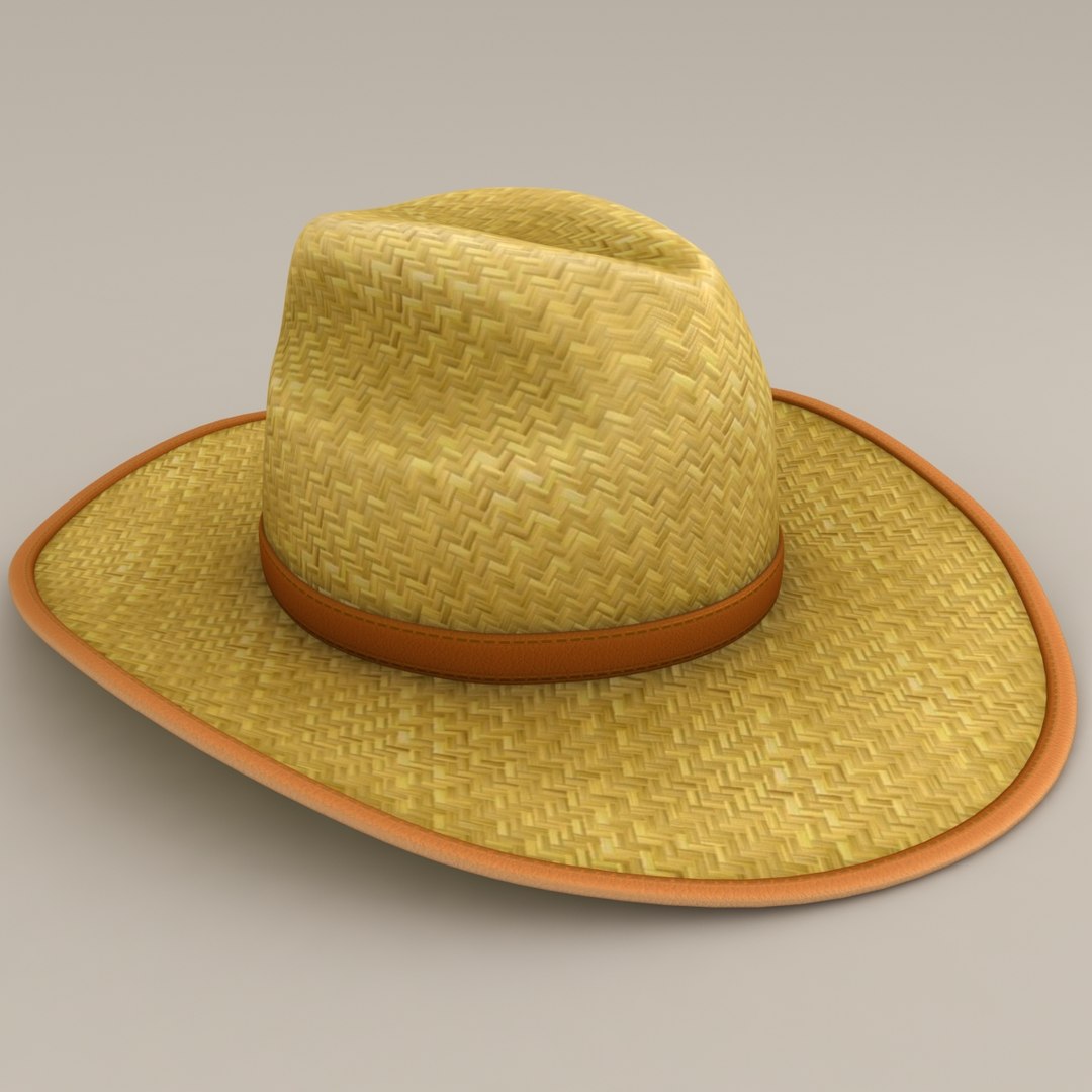 Realistic Straw Hat 3d Model