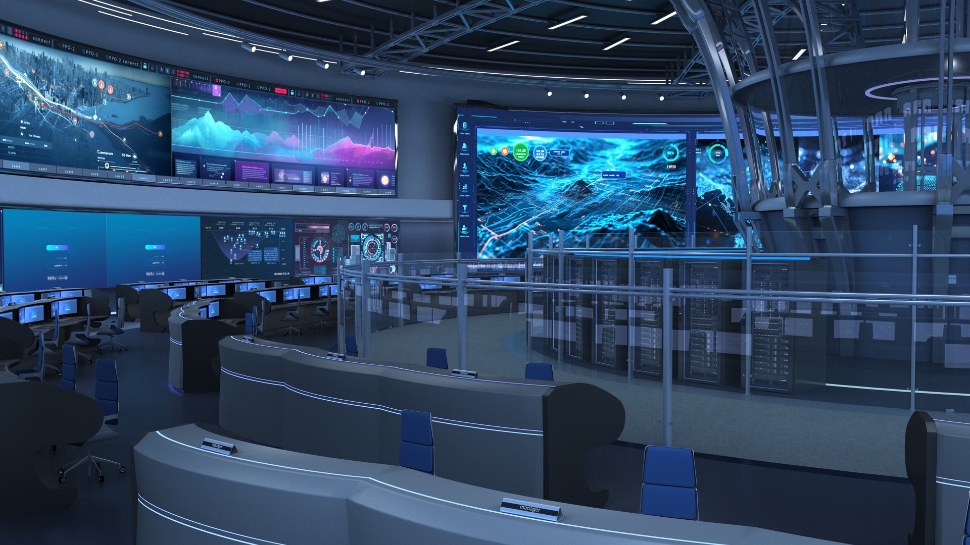 3D Control Room Monitoring Room Command Center Model - TurboSquid 2208578