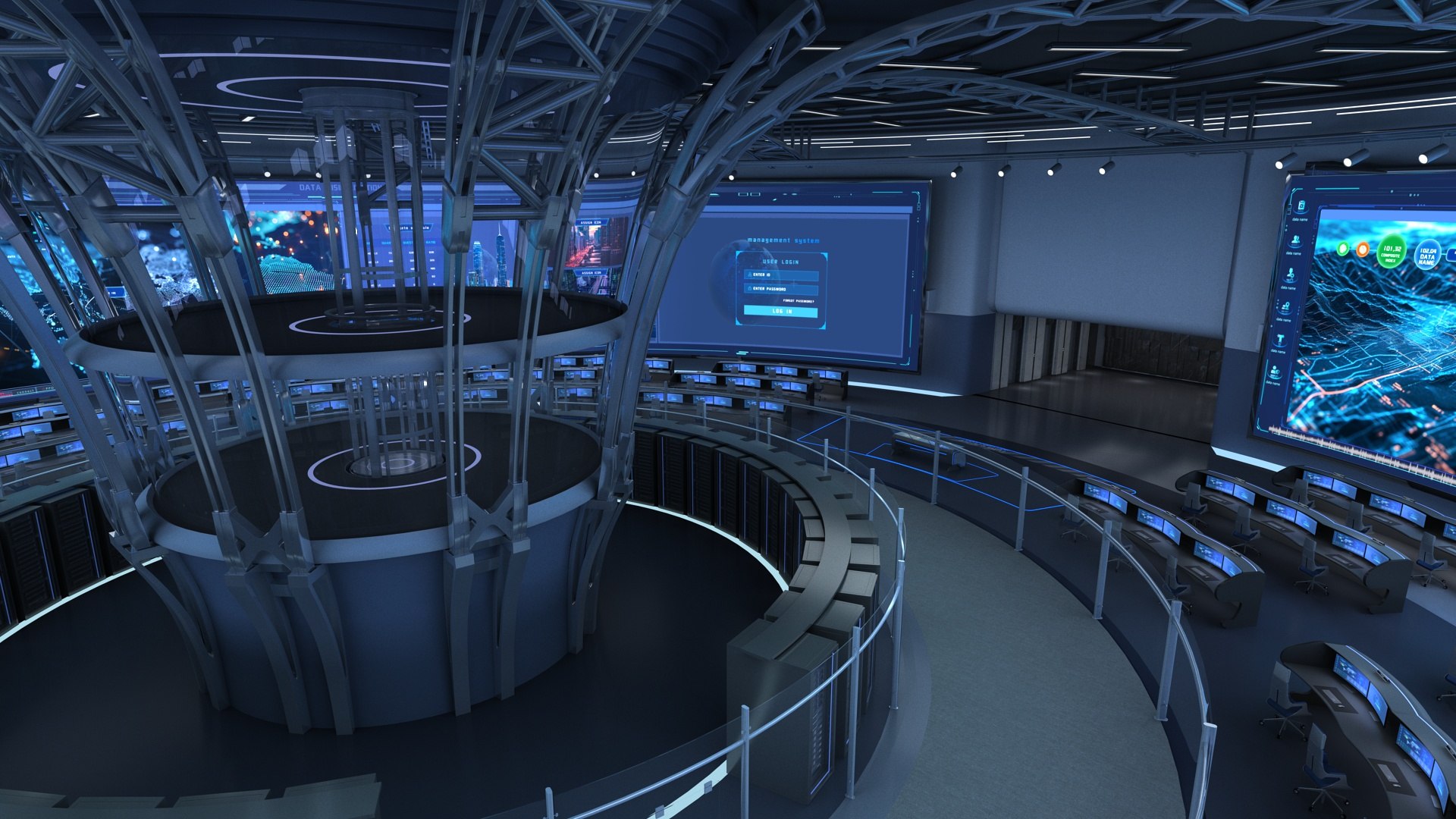3D Control Room Monitoring Room Command Center Model - TurboSquid 2208578