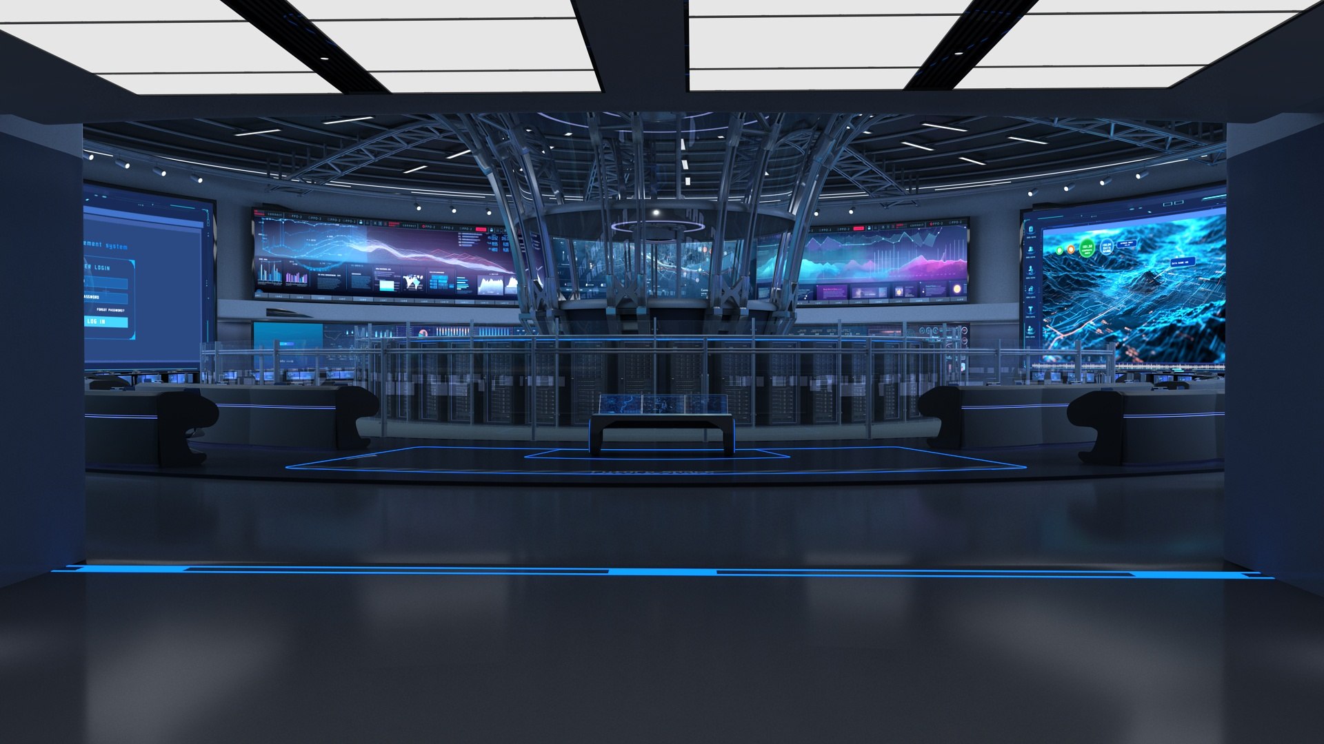 3D Control Room Monitoring Room Command Center Model - TurboSquid 2208578