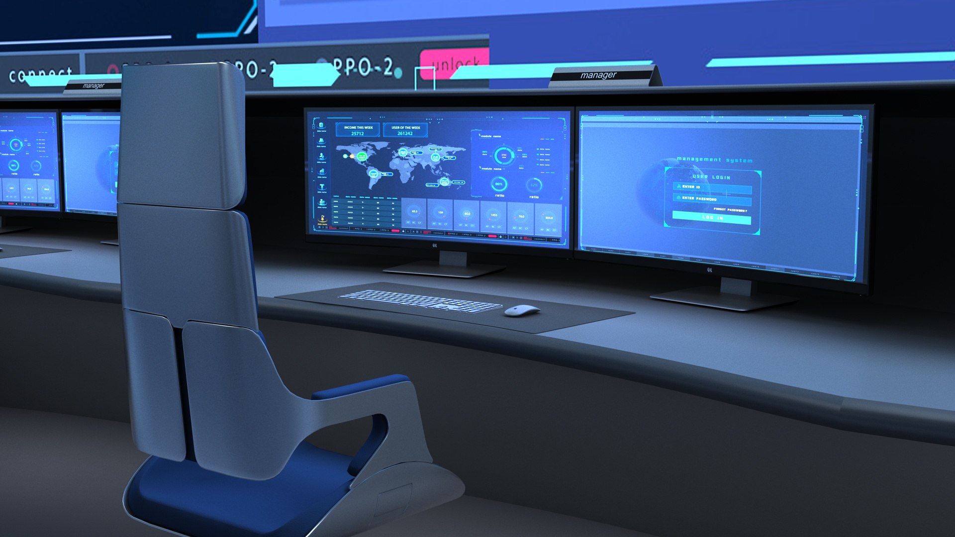 3D Control Room Monitoring Room Command Center Model - TurboSquid 2208578