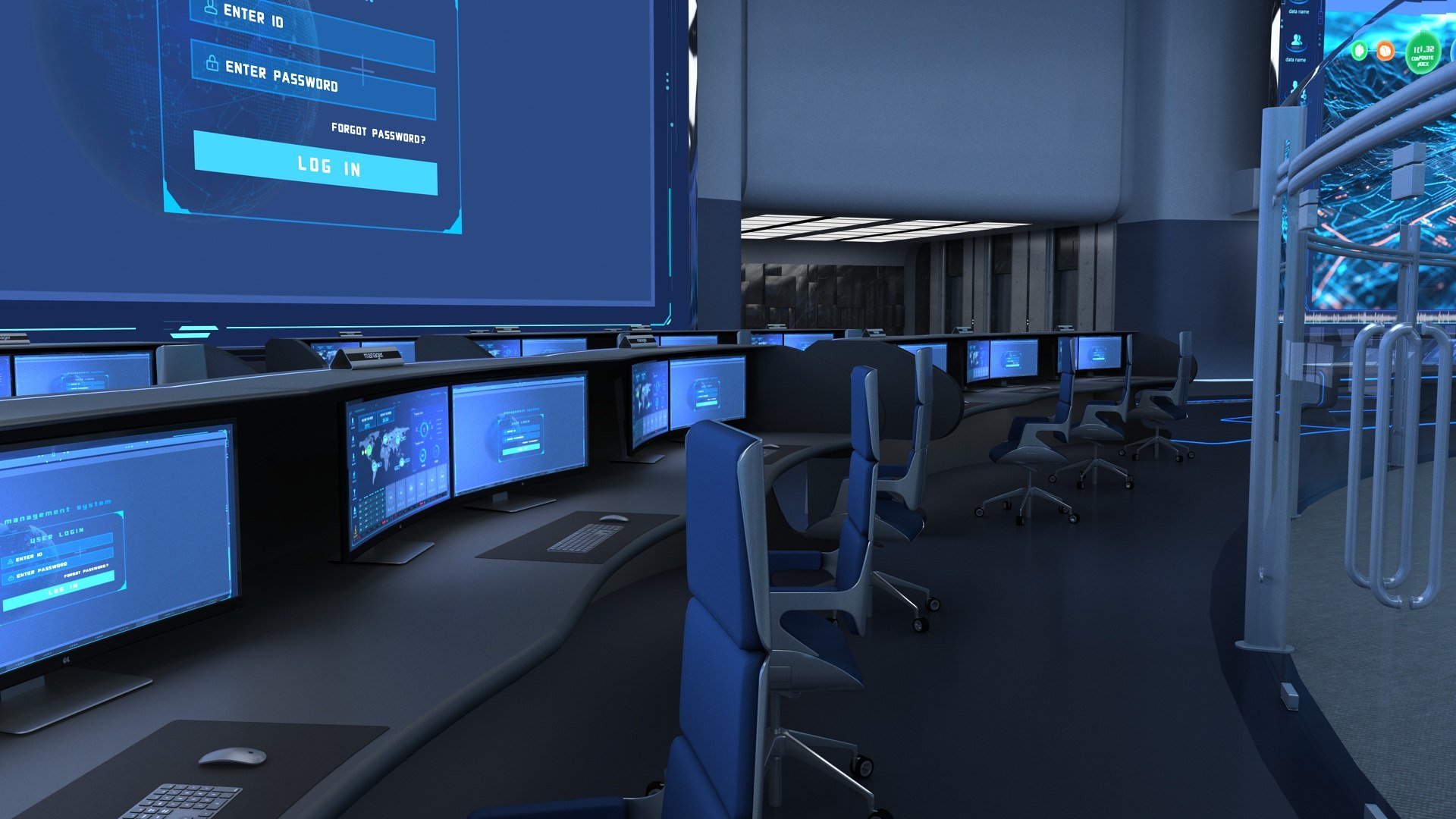 3D Control Room Monitoring Room Command Center Model - TurboSquid 2208578
