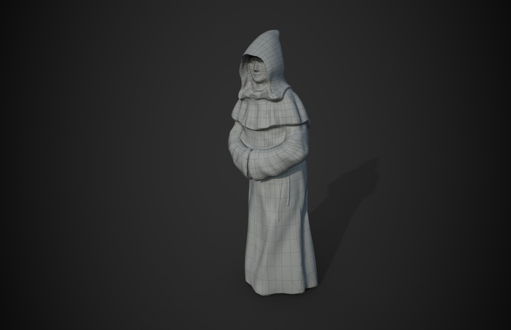 3D medieval statue monk - TurboSquid 1636094
