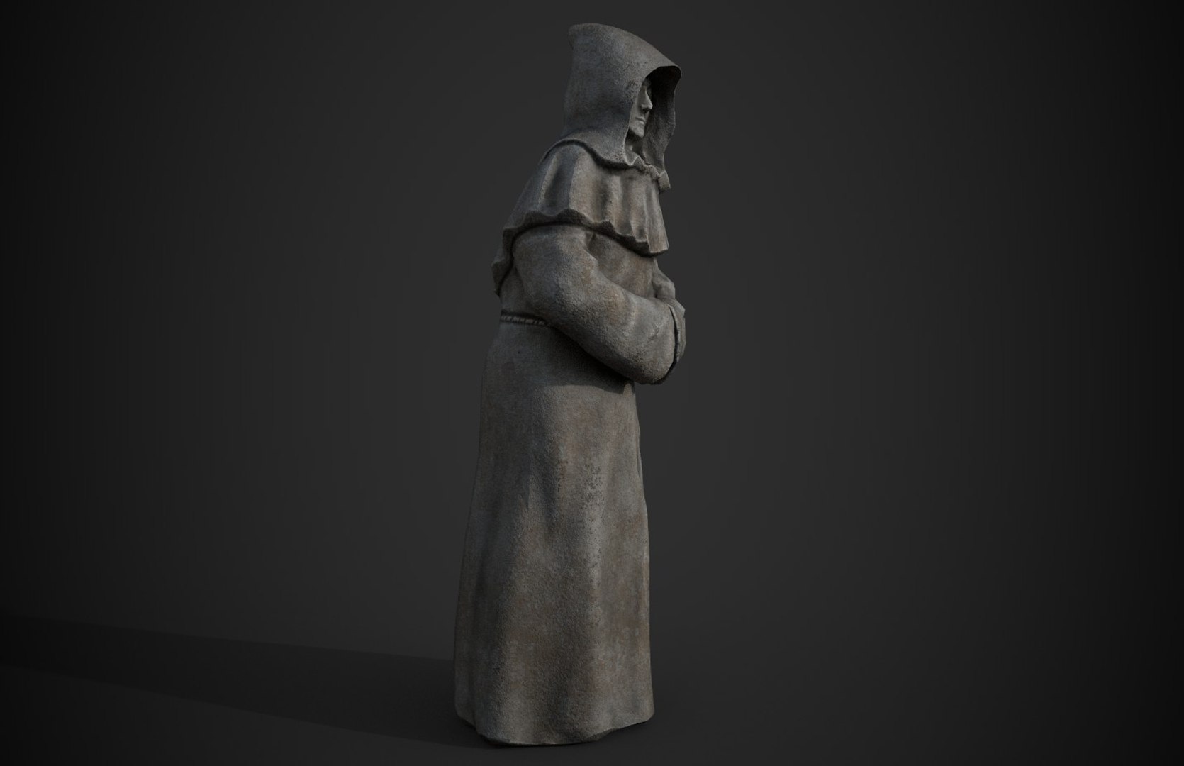 3D medieval statue monk - TurboSquid 1636094