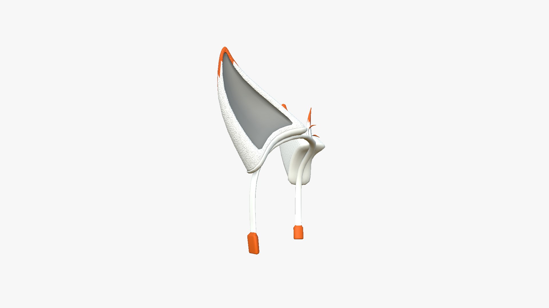 3D Furry Ears Tiara D11 White Orange - Headband Character Design model ...