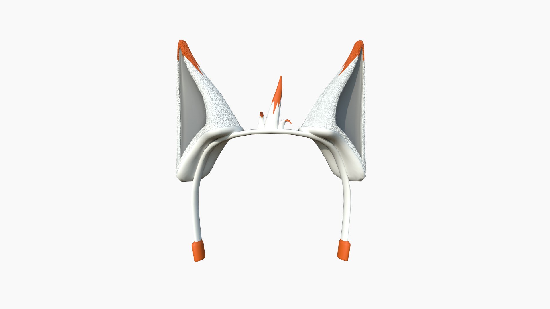 3D Furry Ears Tiara D11 White Orange - Headband Character Design model ...