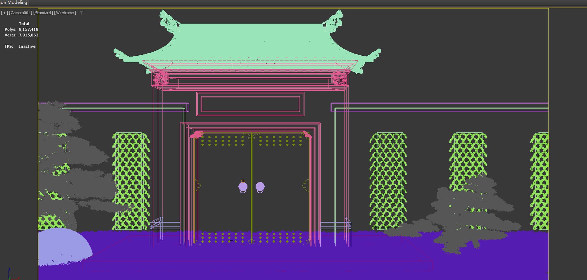 New Chinese style courtyard landscape gate model 3D - TurboSquid 2056746