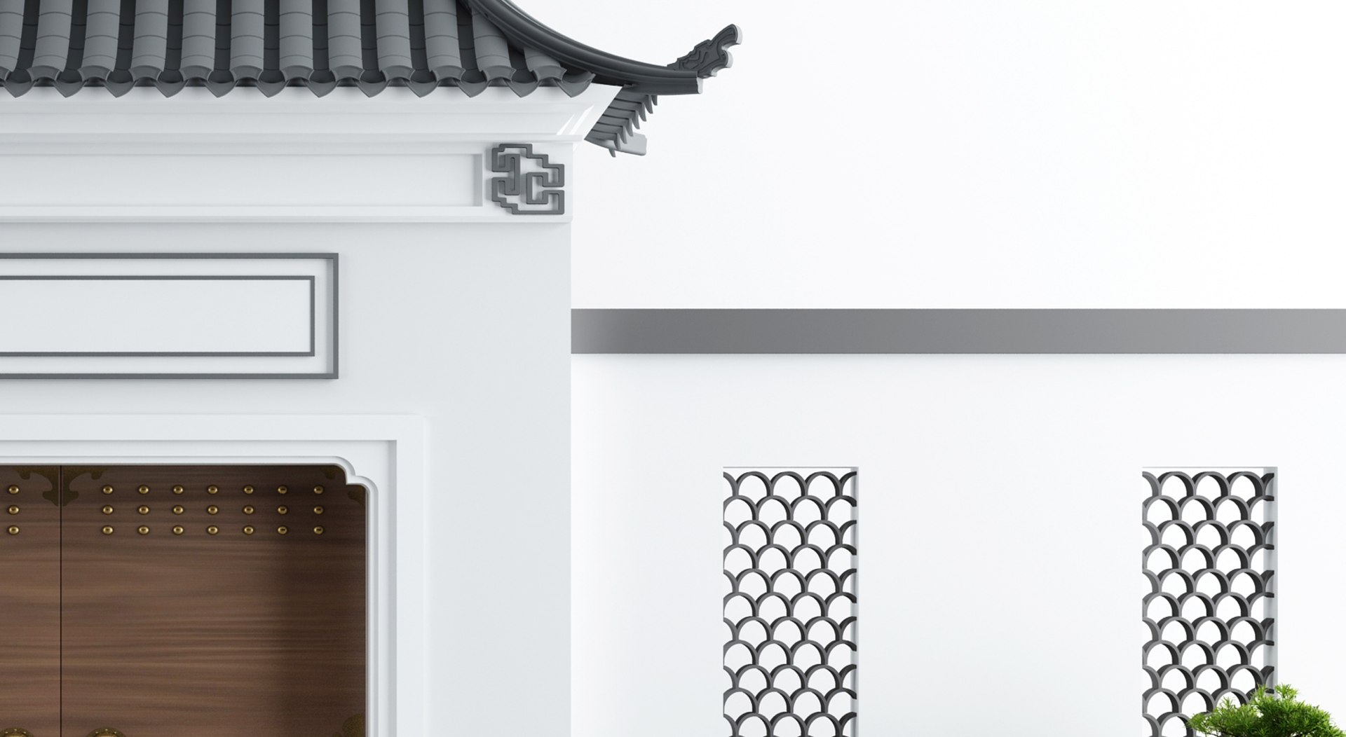 New Chinese style courtyard landscape gate model 3D - TurboSquid 2056746
