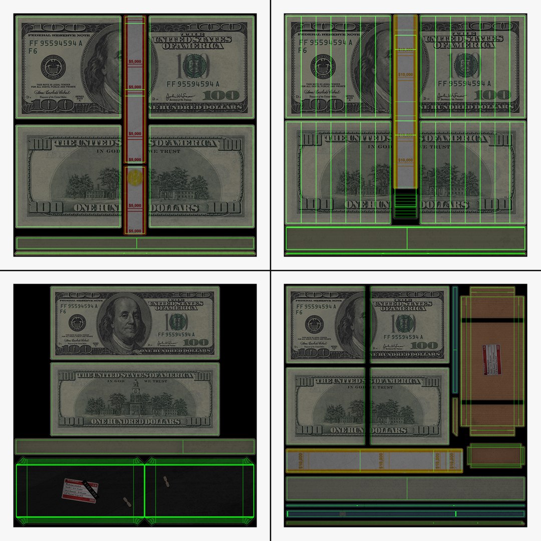 American Money Pack 3d Model