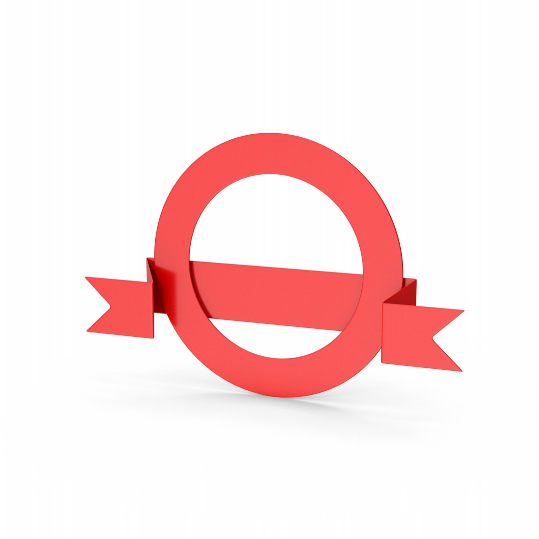 3D Red Ribbon Sign Model - TurboSquid 2036437