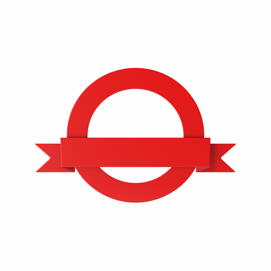 3D Red Ribbon Sign Model - TurboSquid 2036437