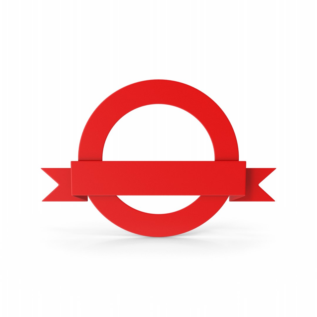 3D Red Ribbon Sign Model - TurboSquid 2036437