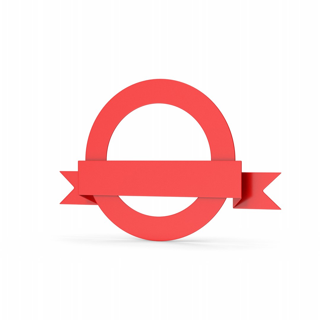 3D Red Ribbon Sign Model - TurboSquid 2036437