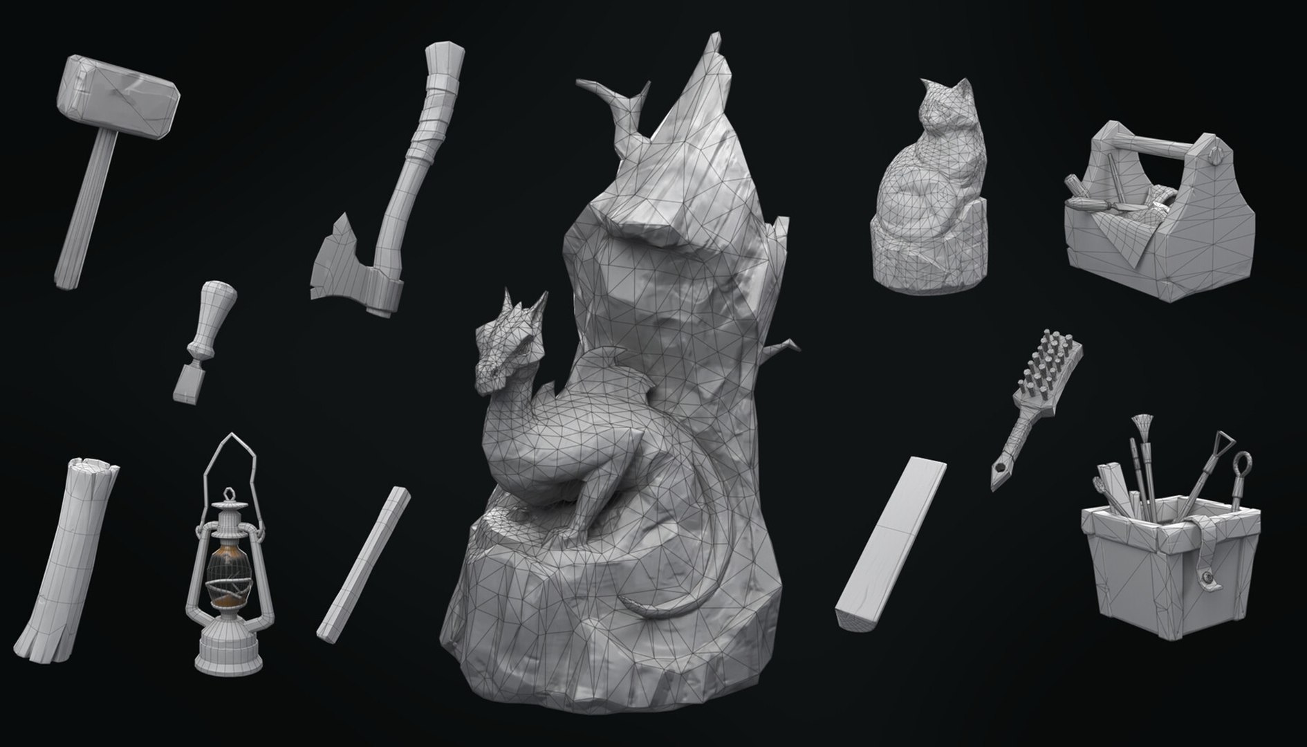 3D PROPS Hand-painted Textured Game-Ready Set 3D - TurboSquid 2124401