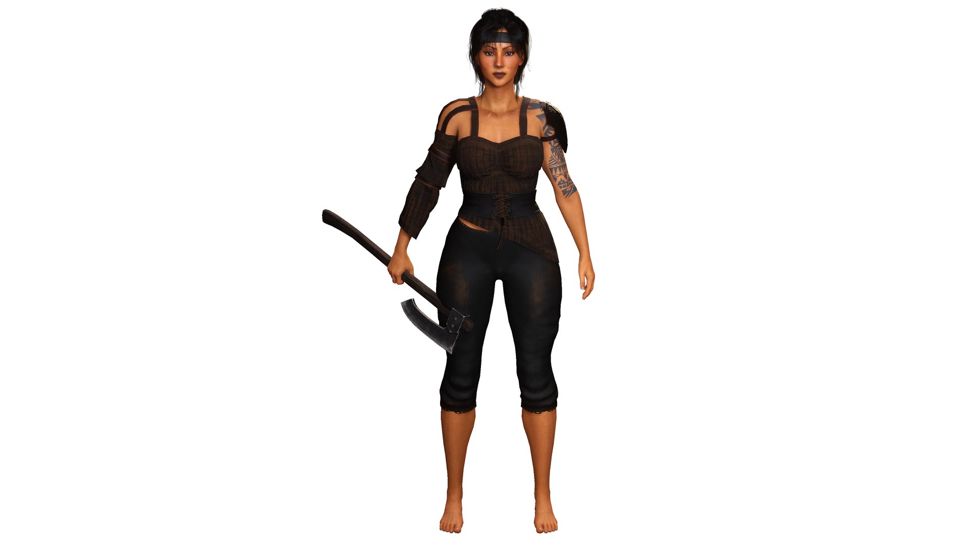 AAA 3D FANTASY MEDIEVAL CHARACTER - VIKING Or BARBARIAN GIRL 3D Model ...