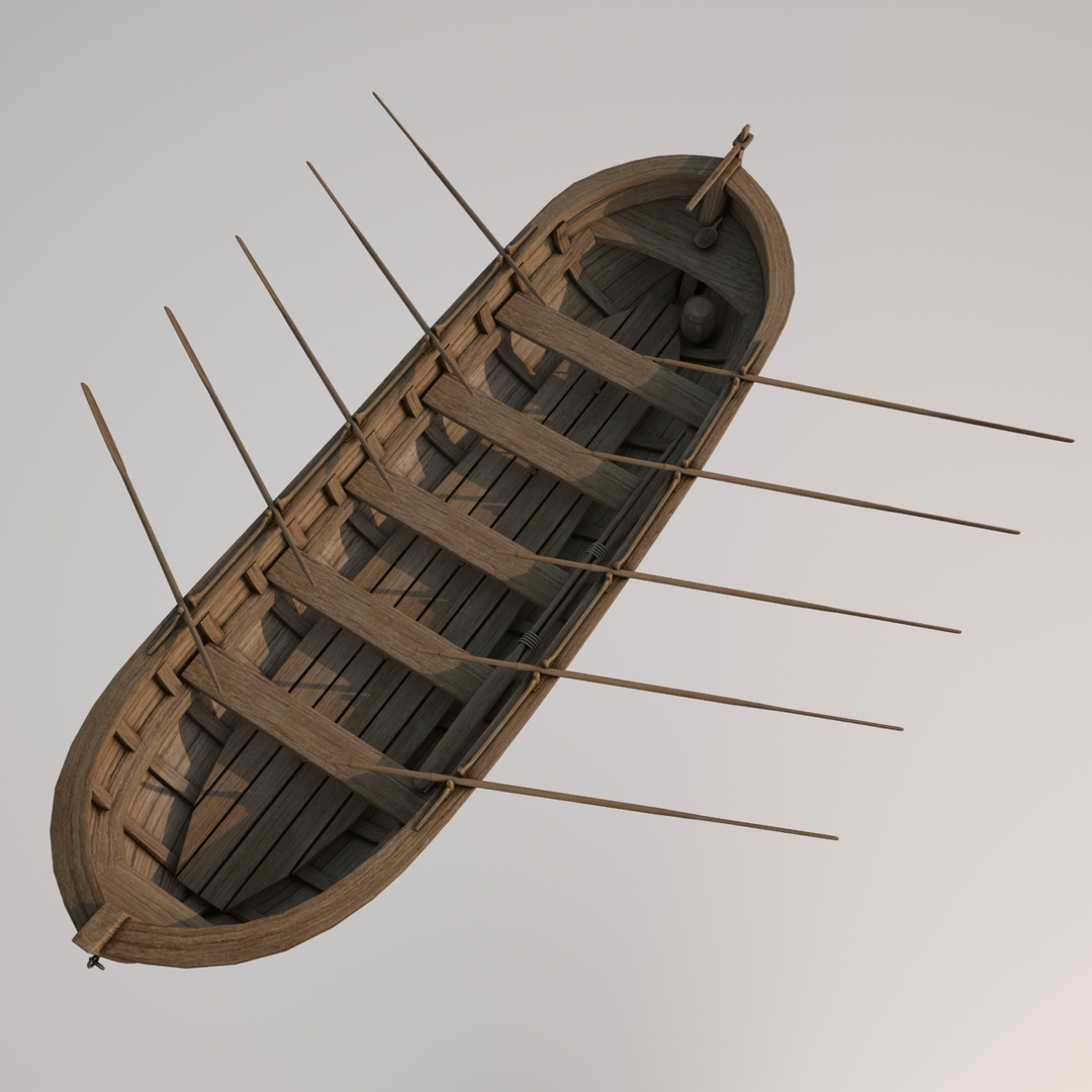 medieval rowboat 3d model