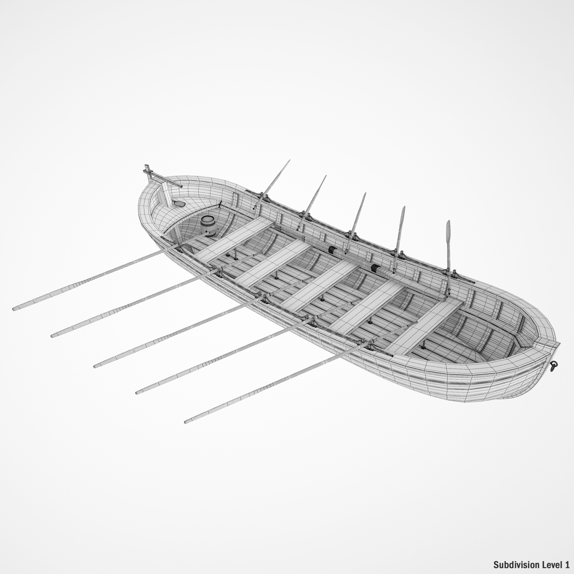 medieval rowboat 3d model