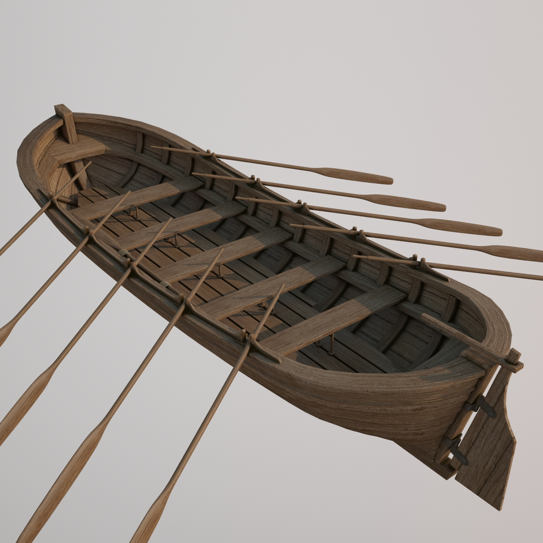 medieval rowboat 3d model