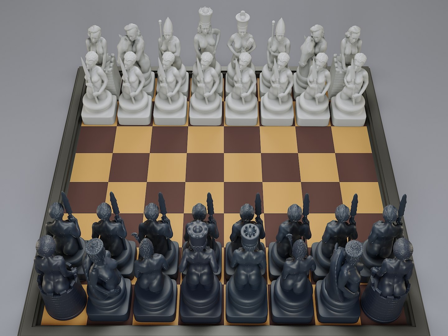 3D Model White Female Chess Beautiful - TurboSquid 1543945