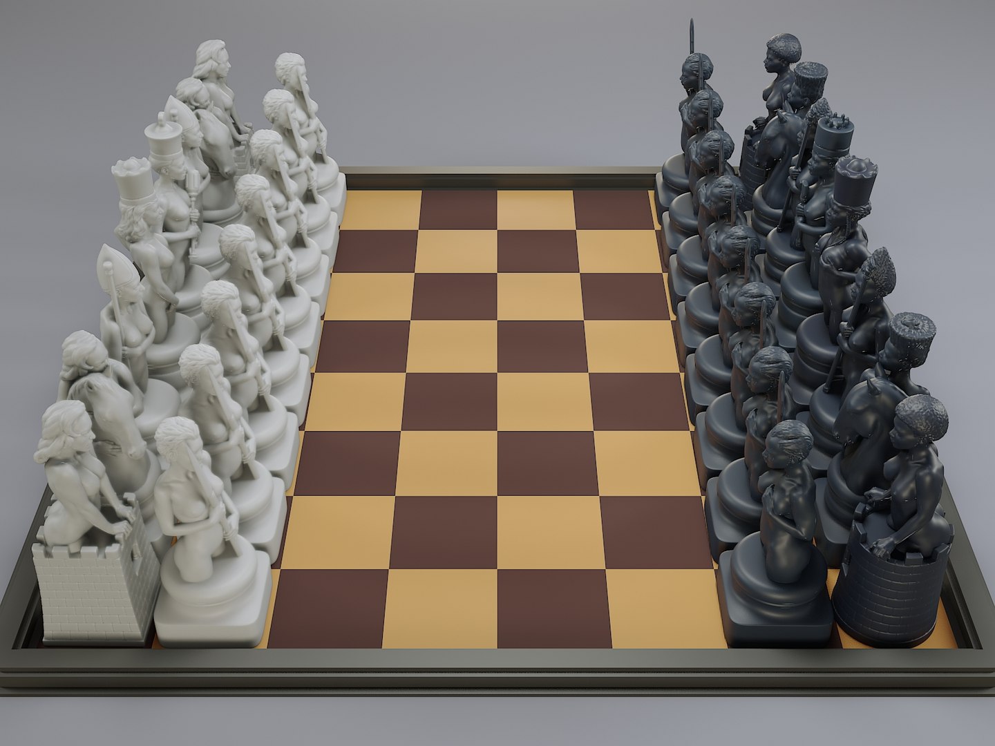 3D Model White Female Chess Beautiful - TurboSquid 1543945