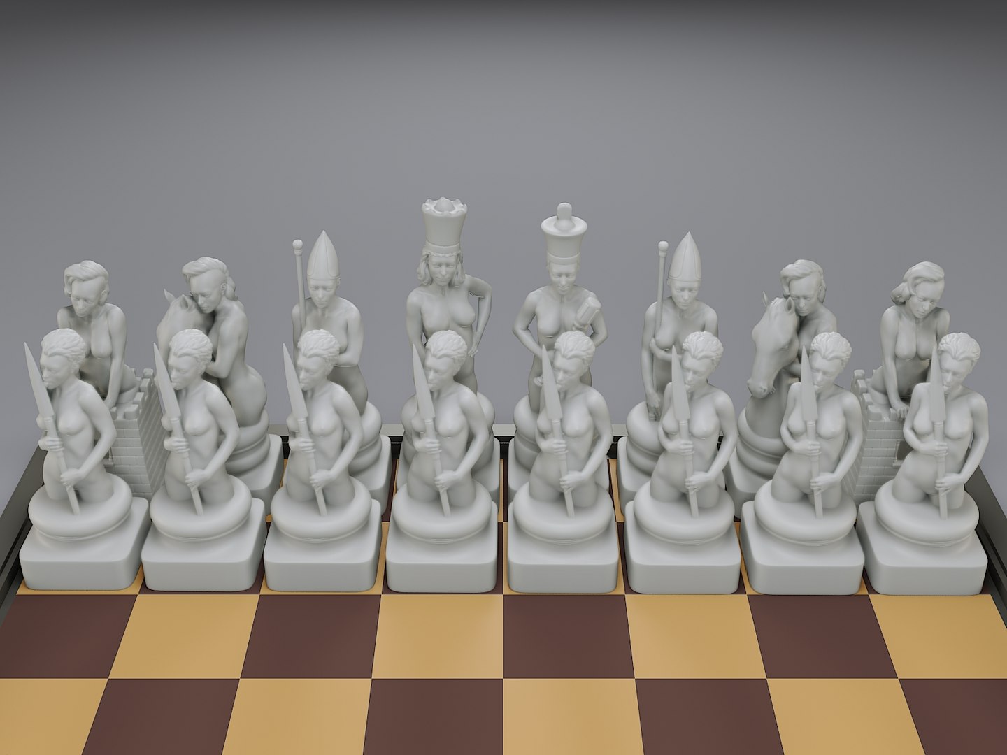 3D Model White Female Chess Beautiful - TurboSquid 1543945