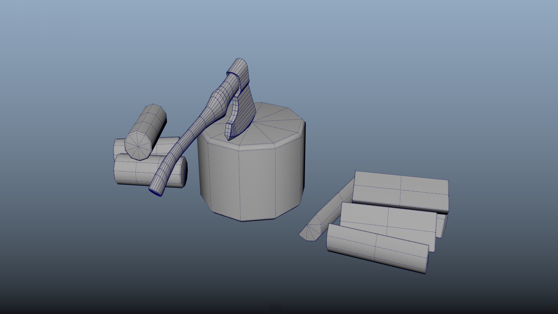 Stylized Stump For Chopping Logs Or Wood With An Ax PBR Low-poly 3D ...