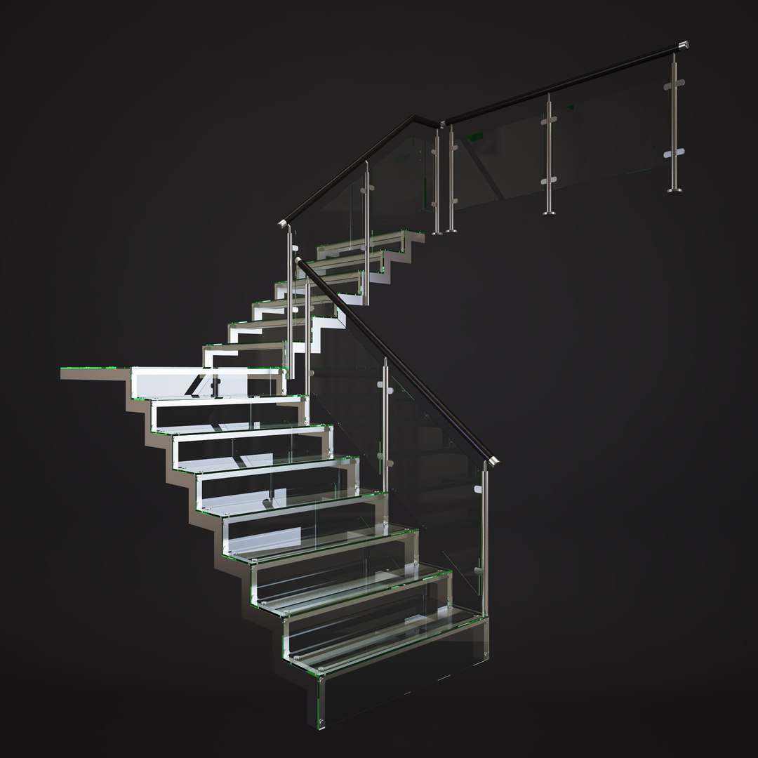 3d Glass Stairs Model